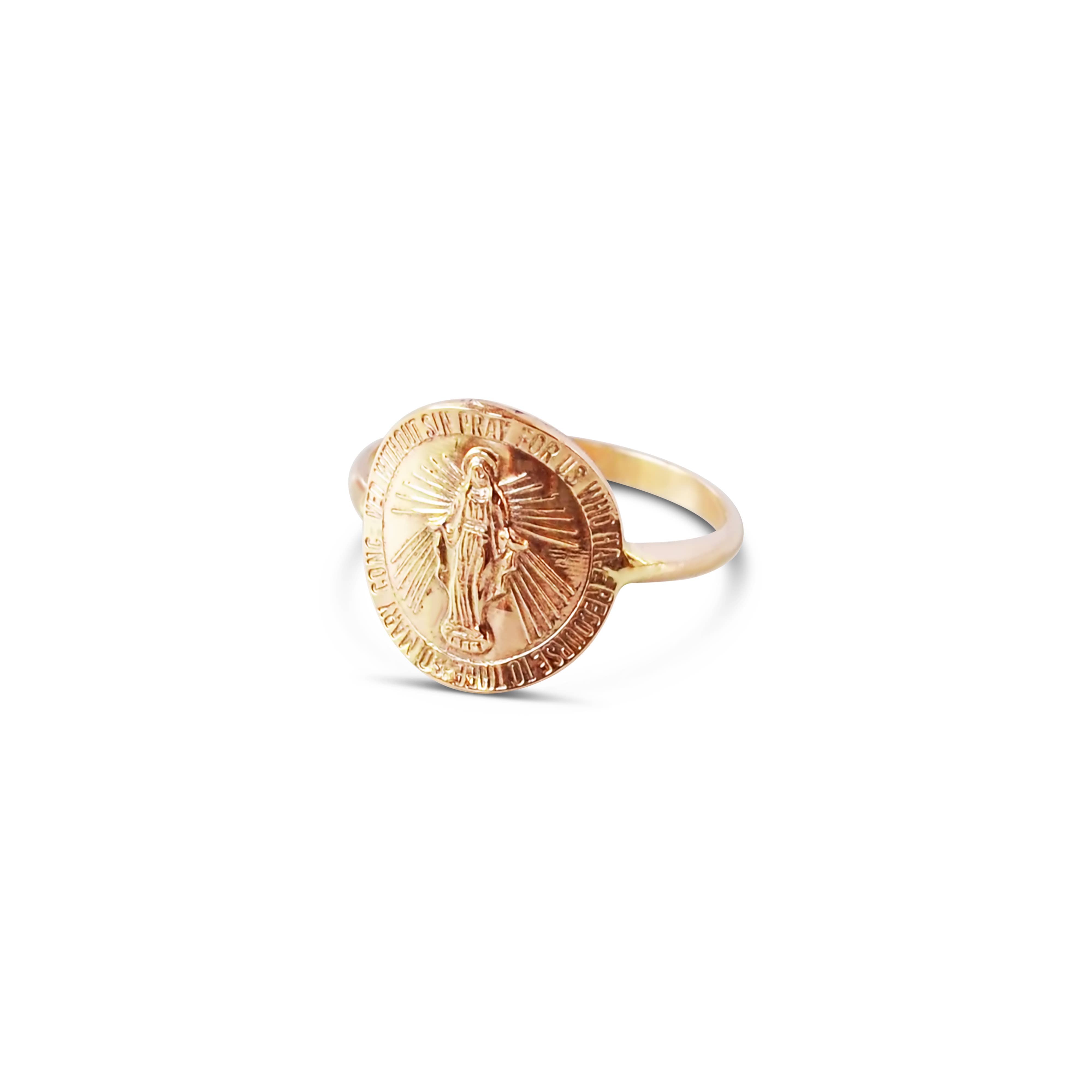 Ring-Gold Mother Mary Coin – Splendor Beauty Emporium